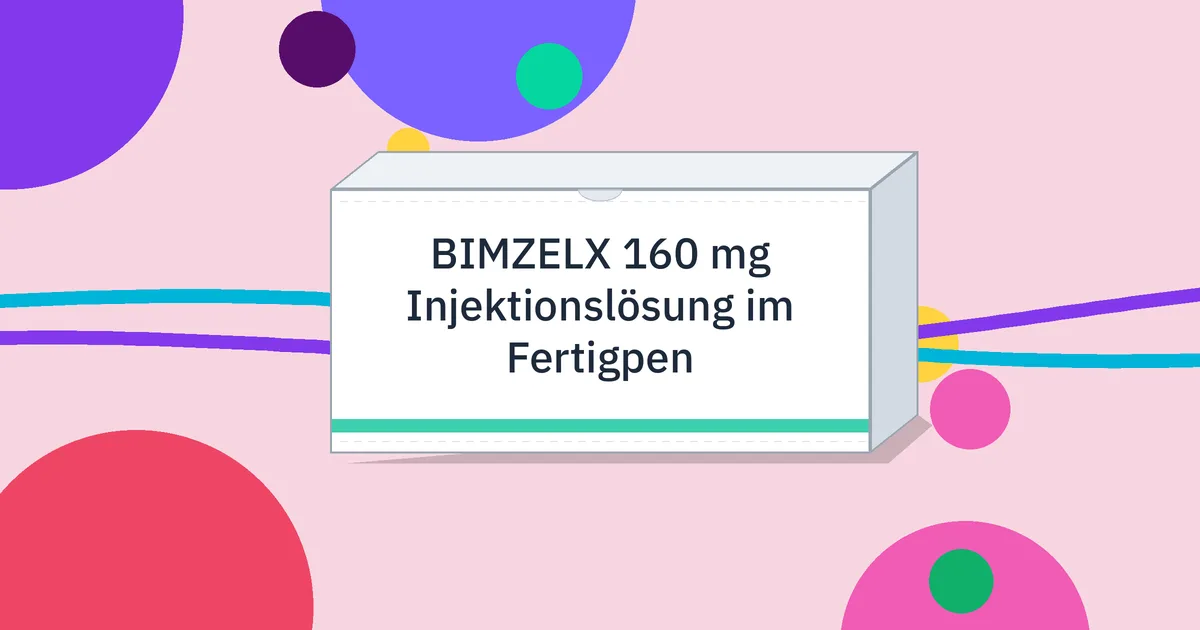 Symbolbild: Packung mit der Aufschrift BIMZELX 160 mg Injektionslösung im Fertigpen (PZN 19408264) – Verfügbarkeit und Bezug in Apotheken in Frankfurt am Main