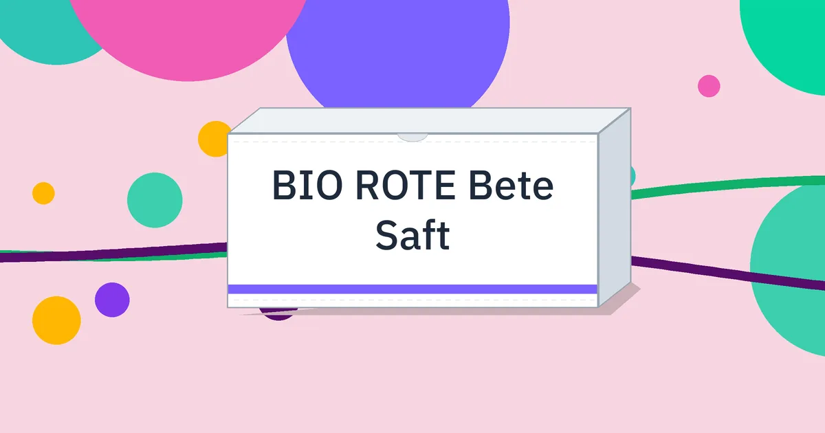 Symbolbild: Packung mit der Aufschrift BIO ROTE Bete Saft (PZN 11887644) – Verfügbarkeit und Bezug in Apotheken in Frankfurt am Main
