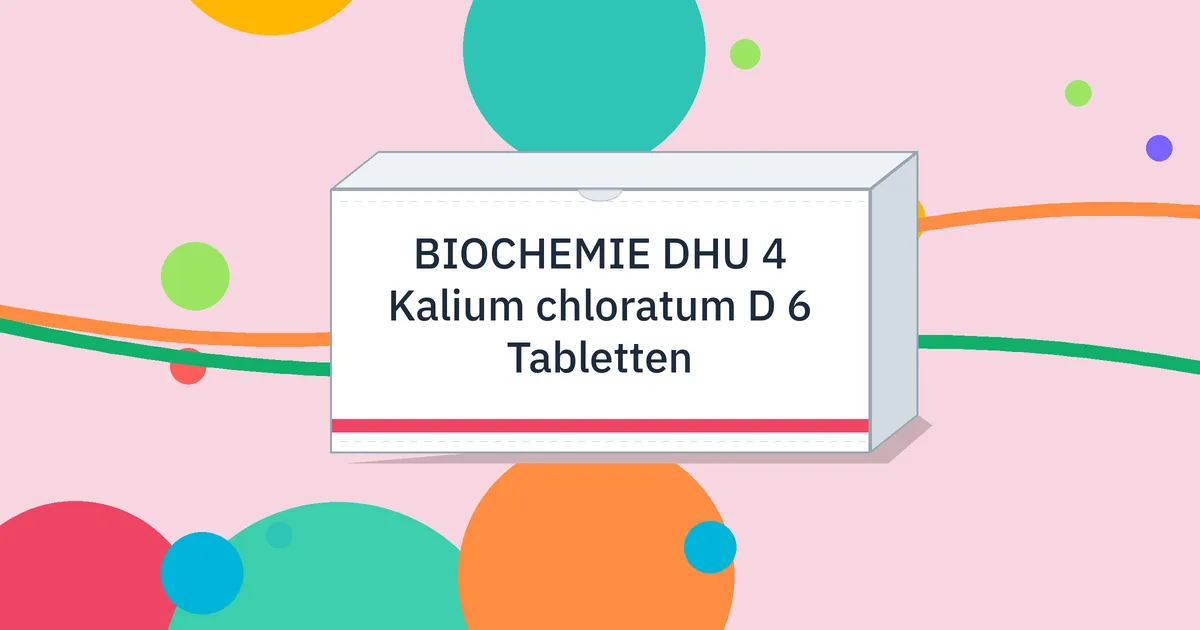 Symbolbild: Packung mit der Aufschrift BIOCHEMIE DHU 4 Kalium chloratum D 6 Tabletten (PZN 02580533) – Verfügbarkeit und Bezug in Apotheken in Frankfurt am Main