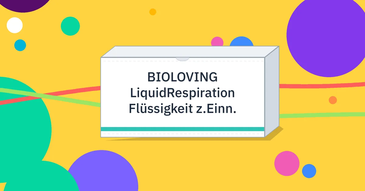 Symbolbild: Packung mit der Aufschrift BIOLOVING LiquidRespiration Flüssigkeit z.Einn. (PZN 17670213) – Verfügbarkeit und Bezug in Apotheken in Frankfurt am Main