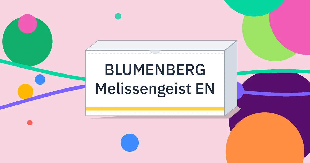 Symbolbild: Packung mit der Aufschrift BLUMENBERG Melissengeist EN (PZN 20058740) – Verfügbarkeit und Bezug in Apotheken in Frankfurt am Main