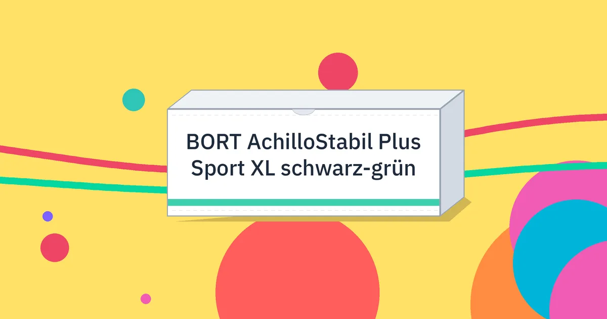 Symbolbild: Packung mit der Aufschrift BORT AchilloStabil Plus Sport XL schwarz-grün (PZN 10207624) – Verfügbarkeit und Bezug in Apotheken in Frankfurt am Main