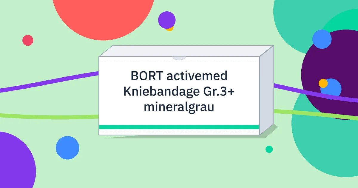 Symbolbild: Packung mit der Aufschrift BORT activemed Kniebandage Gr.3+ mineralgrau (PZN 15258827) – Verfügbarkeit und Bezug in Apotheken in Frankfurt am Main