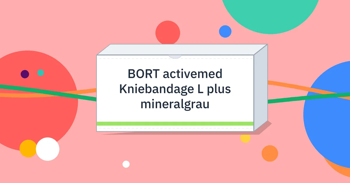 Symbolbild: Packung mit der Aufschrift BORT activemed Kniebandage L plus mineralgrau (PZN 12602017) – Verfügbarkeit und Bezug in Apotheken in Frankfurt am Main