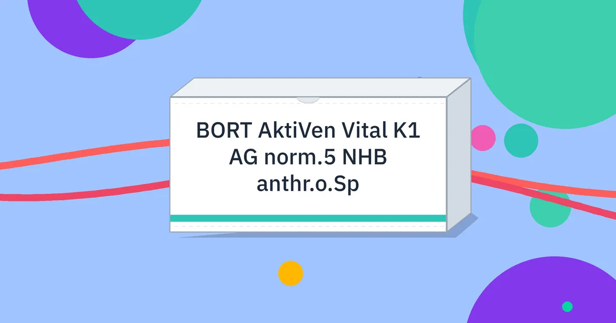 Symbolbild: Packung mit der Aufschrift BORT AktiVen Vital K1 AG norm.5 NHB anthr.o.Sp (PZN 13733460) – Verfügbarkeit und Bezug in Apotheken in Frankfurt am Main