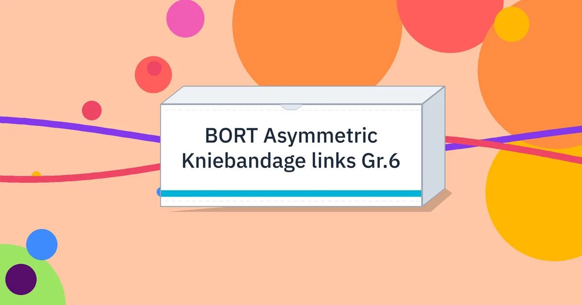 Symbolbild: Packung mit der Aufschrift BORT Asymmetric Kniebandage links Gr.6 (PZN 16843427) – Verfügbarkeit und Bezug in Apotheken in Frankfurt am Main