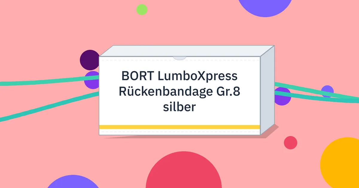 Symbolbild: Packung mit der Aufschrift BORT LumboXpress Rückenbandage Gr.8 silber (PZN 19644697) – Verfügbarkeit und Bezug in Apotheken in Frankfurt am Main
