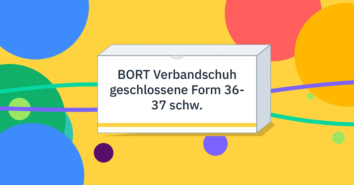 Symbolbild: Packung mit der Aufschrift BORT Verbandschuh geschlossene Form 36-37 schw. (PZN 07670442) – Verfügbarkeit und Bezug in Apotheken in Frankfurt am Main