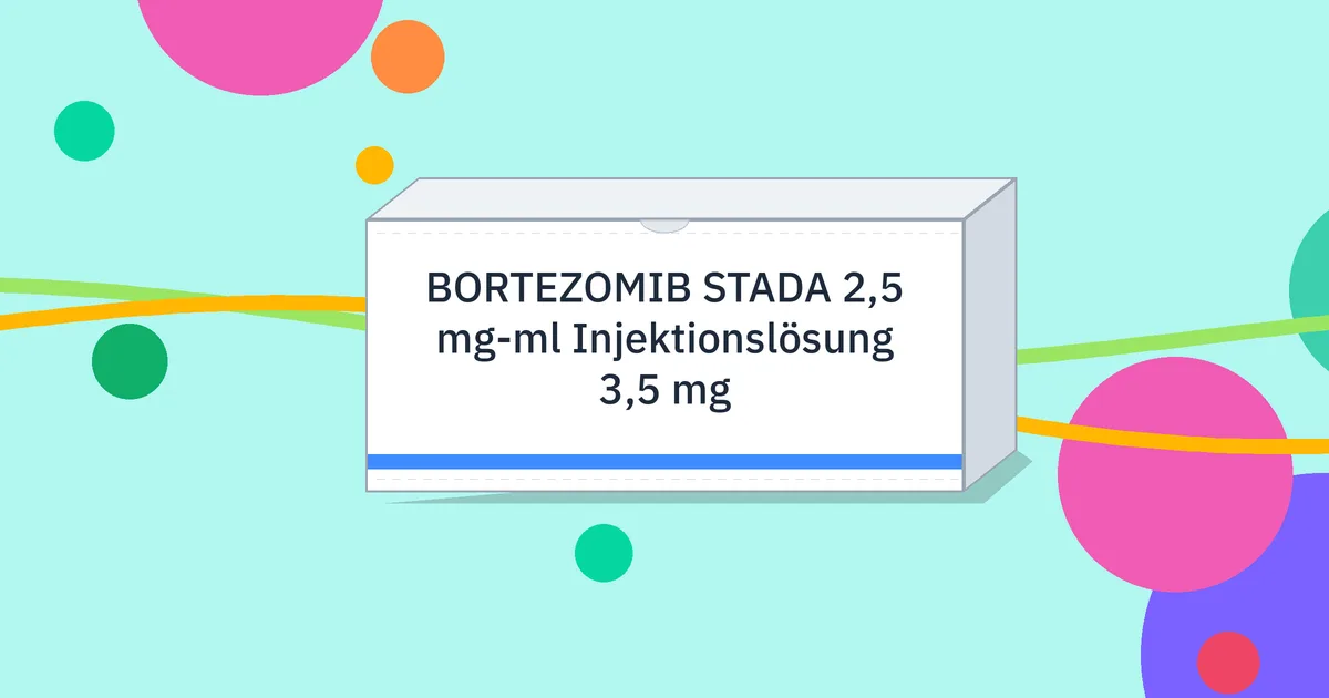 Symbolbild: Packung mit der Aufschrift BORTEZOMIB STADA 2,5 mg-ml Injektionslösung 3,5 mg (PZN 14253673) – Verfügbarkeit und Bezug in Apotheken in Frankfurt am Main