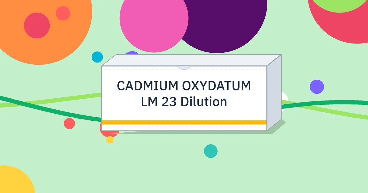 Symbolbild: Packung mit der Aufschrift CADMIUM OXYDATUM LM 23 Dilution (PZN 13401373) – Verfügbarkeit und Bezug in Apotheken in Frankfurt am Main