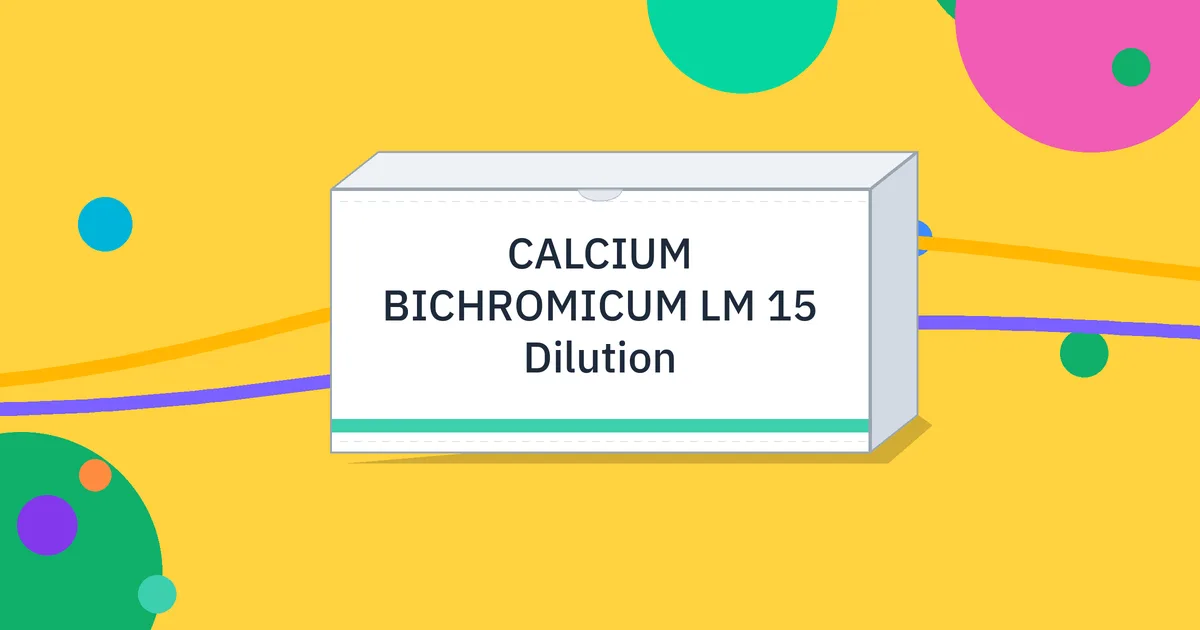 Symbolbild: Packung mit der Aufschrift CALCIUM BICHROMICUM LM 15 Dilution (PZN 13407393) – Verfügbarkeit und Bezug in Apotheken in Frankfurt am Main