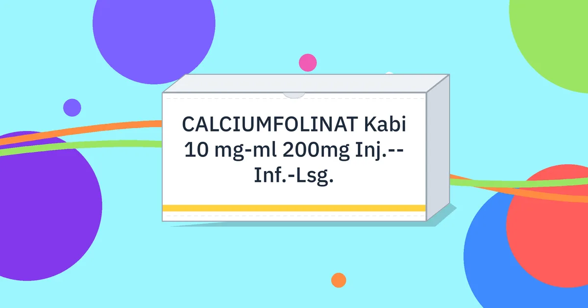 Symbolbild: Packung mit der Aufschrift CALCIUMFOLINAT Kabi 10 mg-ml 200mg Inj.--Inf.-Lsg. (PZN 12412127) – Verfügbarkeit und Bezug in Apotheken in Frankfurt am Main