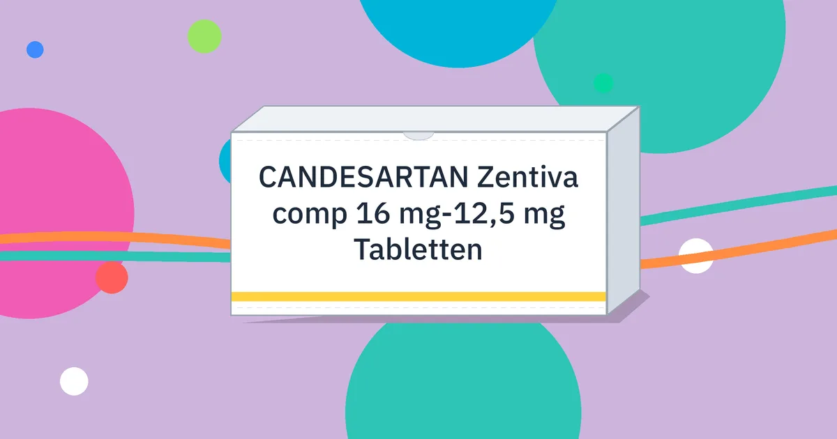 Symbolbild: Packung mit der Aufschrift CANDESARTAN Zentiva comp 16 mg-12,5 mg Tabletten (PZN 09392361) – Verfügbarkeit und Bezug in Apotheken in Frankfurt am Main