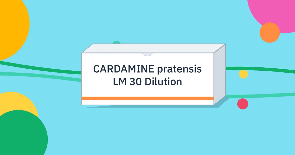 Symbolbild: Packung mit der Aufschrift CARDAMINE pratensis LM 30 Dilution (PZN 13429360) – Verfügbarkeit und Bezug in Apotheken in Frankfurt am Main
