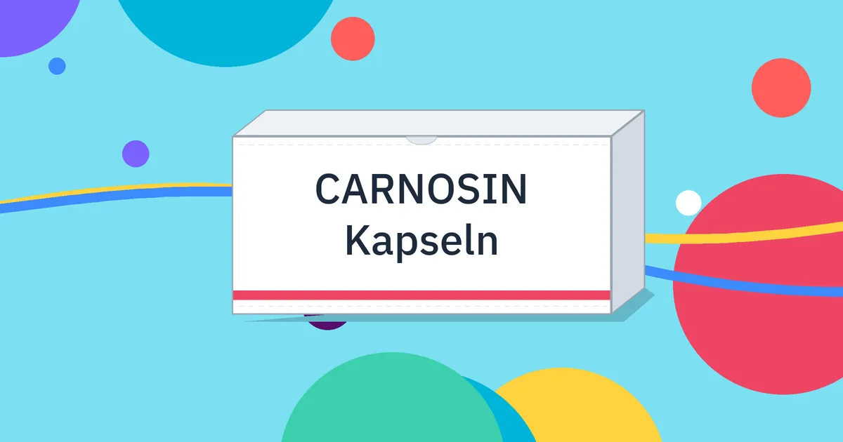 Symbolbild: Packung mit der Aufschrift CARNOSIN Kapseln (PZN 13847264) – Verfügbarkeit und Bezug in Apotheken in Frankfurt am Main