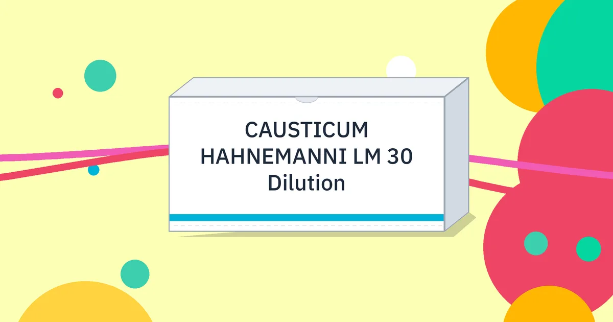 Symbolbild: Packung mit der Aufschrift CAUSTICUM HAHNEMANNI LM 30 Dilution (PZN 02601407) – Verfügbarkeit und Bezug in Apotheken in Frankfurt am Main