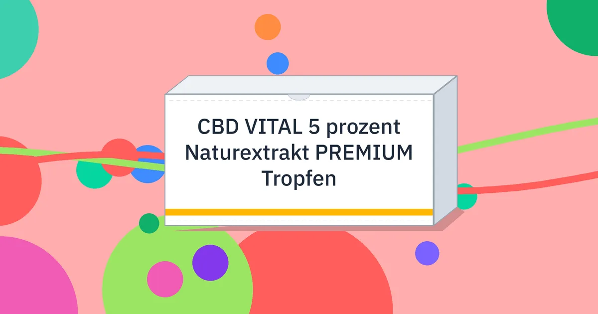 Symbolbild: Packung mit der Aufschrift CBD VITAL 5 prozent Naturextrakt PREMIUM Tropfen (PZN 16892242) – Verfügbarkeit und Bezug in Apotheken in Frankfurt am Main