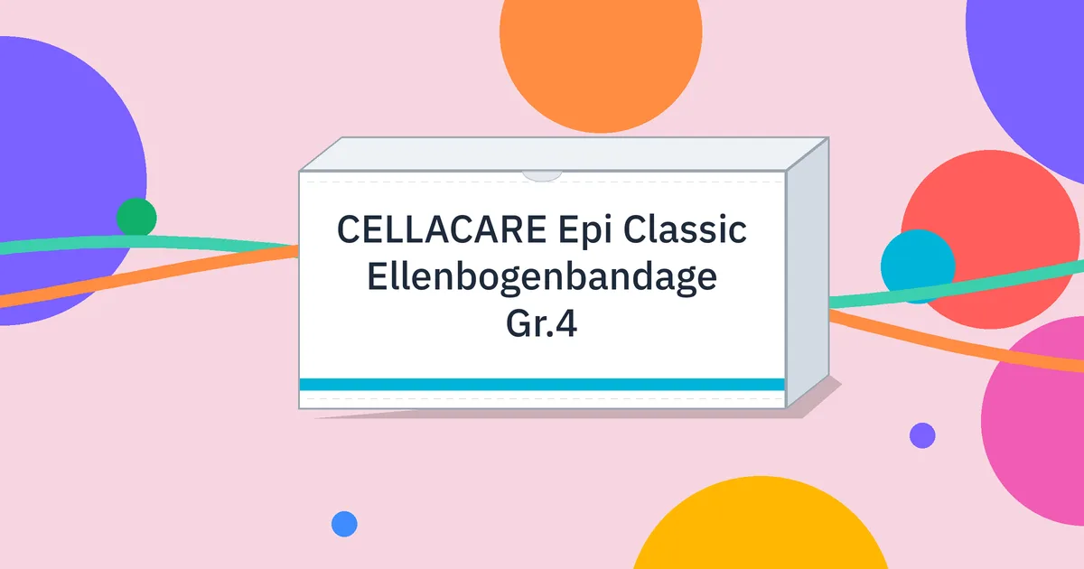 Symbolbild: Packung mit der Aufschrift CELLACARE Epi Classic Ellenbogenbandage Gr.4 (PZN 20549521) – Verfügbarkeit und Bezug in Apotheken in Frankfurt am Main