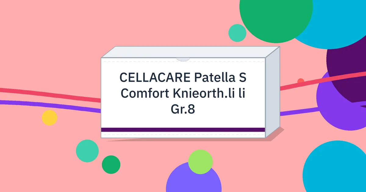 Symbolbild: Packung mit der Aufschrift CELLACARE Patella S Comfort Knieorth.li li Gr.8 (PZN 19251420) – Verfügbarkeit und Bezug in Apotheken in Frankfurt am Main