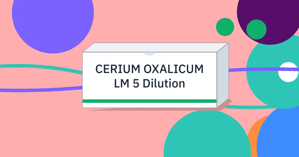 Symbolbild: Packung mit der Aufschrift CERIUM OXALICUM LM 5 Dilution (PZN 13437968) – Verfügbarkeit und Bezug in Apotheken in Frankfurt am Main
