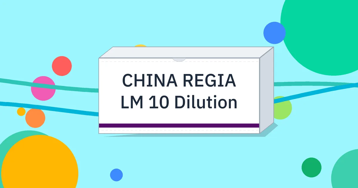 Symbolbild: Packung mit der Aufschrift CHINA REGIA LM 10 Dilution (PZN 12814239) – Verfügbarkeit und Bezug in Apotheken in Frankfurt am Main