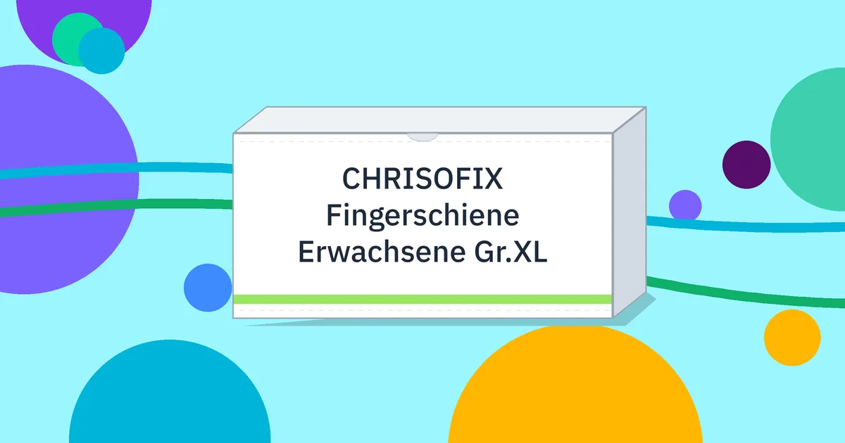 Symbolbild: Packung mit der Aufschrift CHRISOFIX Fingerschiene Erwachsene Gr.XL (PZN 09913831) – Verfügbarkeit und Bezug in Apotheken in Frankfurt am Main