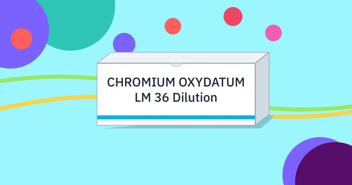 Symbolbild: Packung mit der Aufschrift CHROMIUM OXYDATUM LM 36 Dilution (PZN 13445732) – Verfügbarkeit und Bezug in Apotheken in Frankfurt am Main
