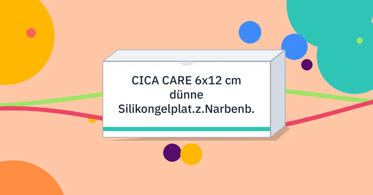 Symbolbild: Packung mit der Aufschrift CICA CARE 6x12 cm dünne Silikongelplat.z.Narbenb. (PZN 16007027) – Verfügbarkeit und Bezug in Apotheken in Frankfurt am Main