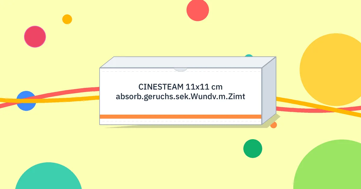 Symbolbild: Packung mit der Aufschrift CINESTEAM 11x11 cm absorb.geruchs.sek.Wundv.m.Zimt (PZN 19952967) – Verfügbarkeit und Bezug in Apotheken in Frankfurt am Main