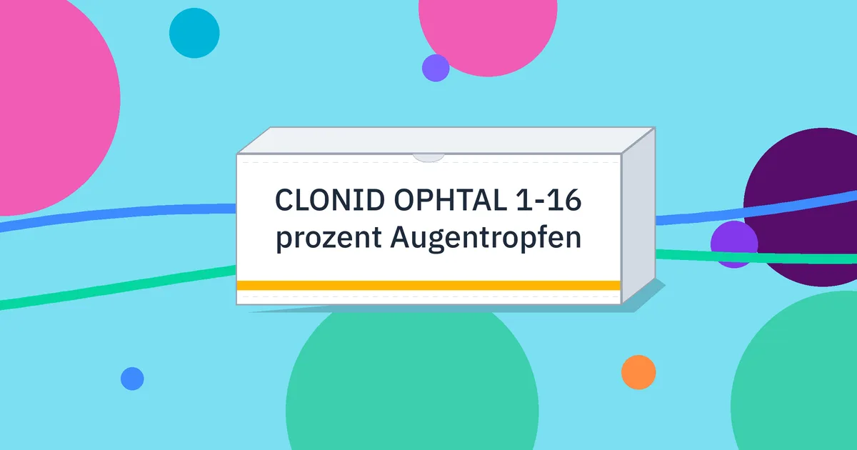Symbolbild: Packung mit der Aufschrift CLONID OPHTAL 1-16 prozent Augentropfen (PZN 06319027) – Verfügbarkeit und Bezug in Apotheken in Frankfurt am Main