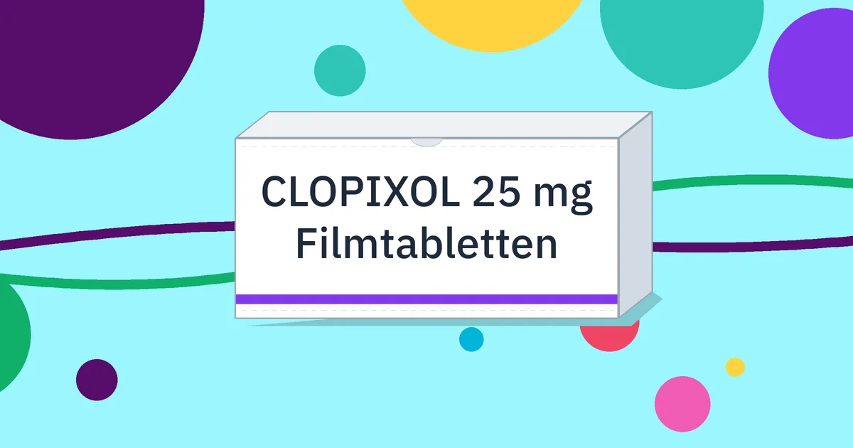 Symbolbild: Packung mit der Aufschrift CLOPIXOL 25 mg Filmtabletten (PZN 10930740) – Verfügbarkeit und Bezug in Apotheken in Frankfurt am Main