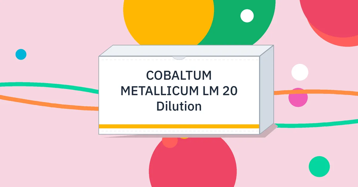 Symbolbild: Packung mit der Aufschrift COBALTUM METALLICUM LM 20 Dilution (PZN 12823221) – Verfügbarkeit und Bezug in Apotheken in Frankfurt am Main