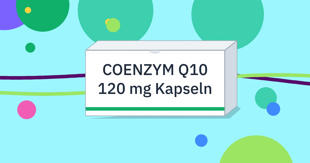 Symbolbild: Packung mit der Aufschrift COENZYM Q10 120 mg Kapseln (PZN 15737918) – Verfügbarkeit und Bezug in Apotheken in Frankfurt am Main