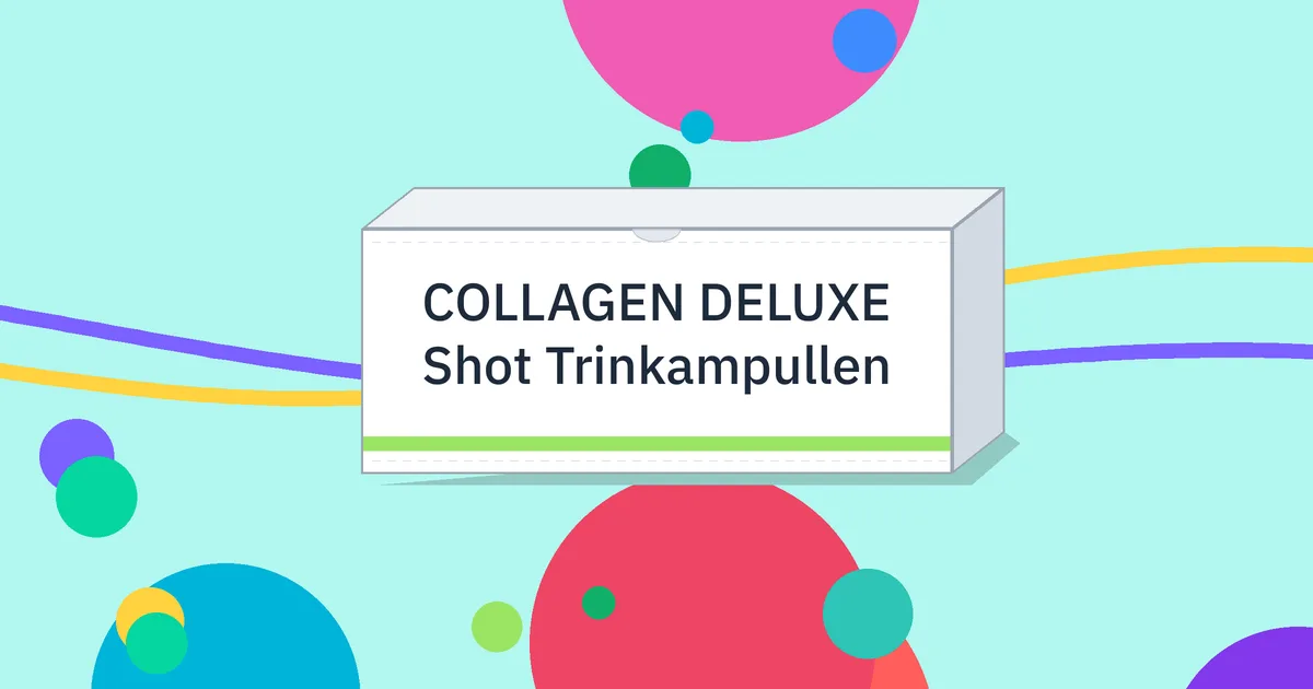 Symbolbild: Packung mit der Aufschrift COLLAGEN DELUXE Shot Trinkampullen (PZN 19269377) – Verfügbarkeit und Bezug in Apotheken in Frankfurt am Main