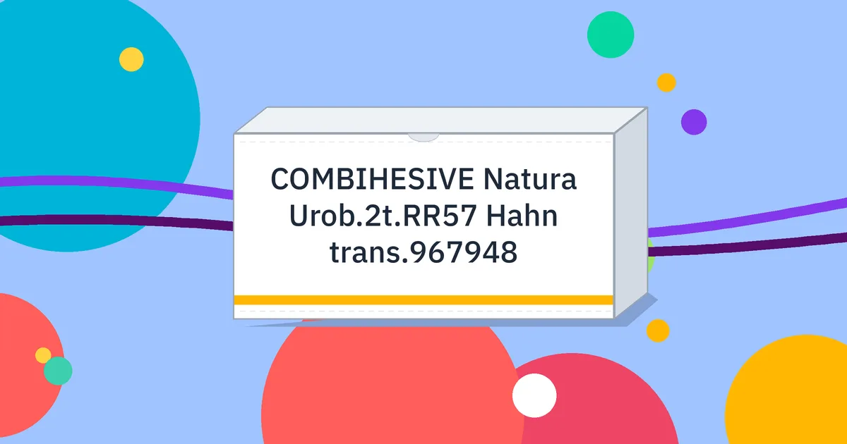 Symbolbild: Packung mit der Aufschrift COMBIHESIVE Natura Urob.2t.RR57 Hahn trans.967948 (PZN 08406322) – Verfügbarkeit und Bezug in Apotheken in Frankfurt am Main