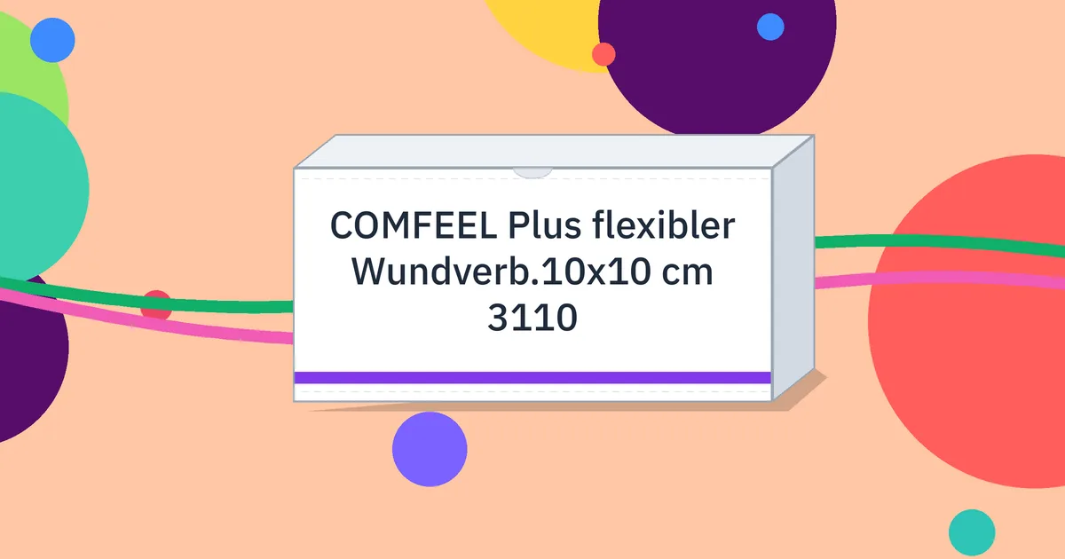 Symbolbild: Packung mit der Aufschrift COMFEEL Plus flexibler Wundverb.10x10 cm 3110 (PZN 11646886) – Verfügbarkeit und Bezug in Apotheken in Frankfurt am Main
