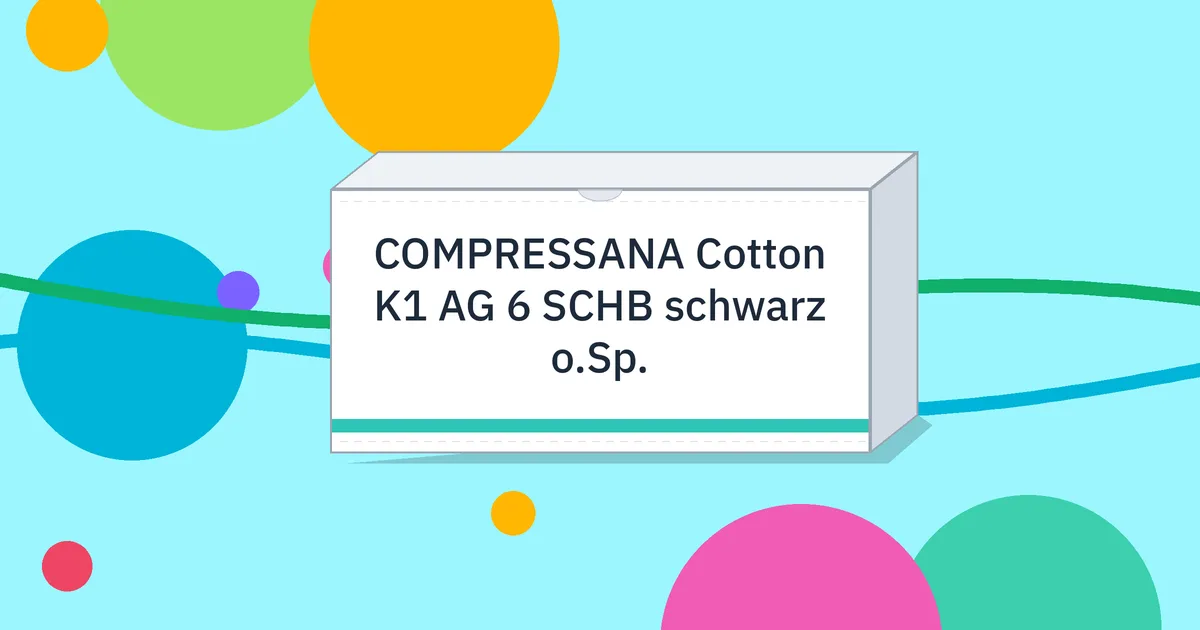 Symbolbild: Packung mit der Aufschrift COMPRESSANA Cotton K1 AG 6 SCHB schwarz o.Sp. (PZN 16959963) – Verfügbarkeit und Bezug in Apotheken in Frankfurt am Main