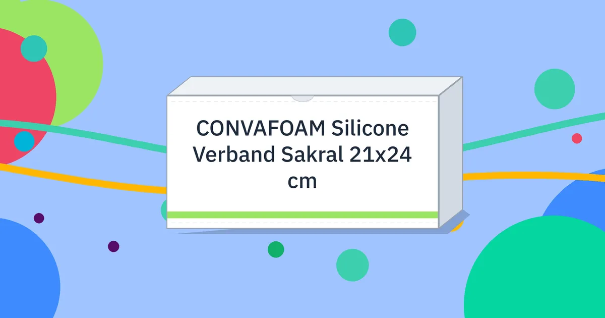Symbolbild: Packung mit der Aufschrift CONVAFOAM Silicone Verband Sakral 21x24 cm (PZN 20089491) – Verfügbarkeit und Bezug in Apotheken in Frankfurt am Main