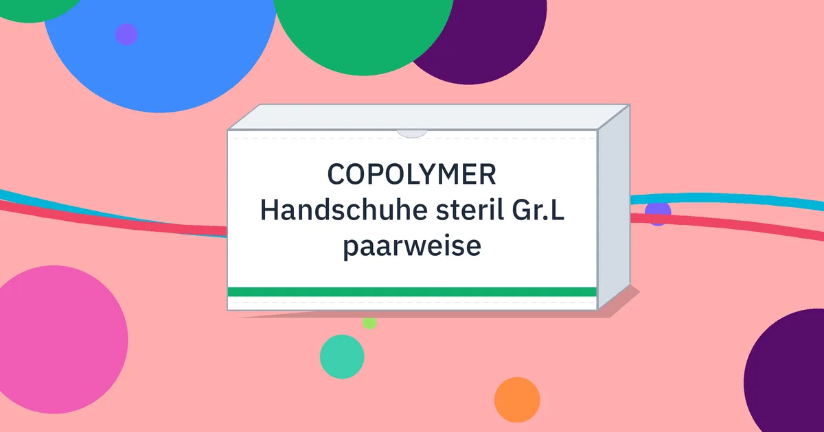 Symbolbild: Packung mit der Aufschrift COPOLYMER Handschuhe steril Gr.L paarweise (PZN 05854209) – Verfügbarkeit und Bezug in Apotheken in Frankfurt am Main