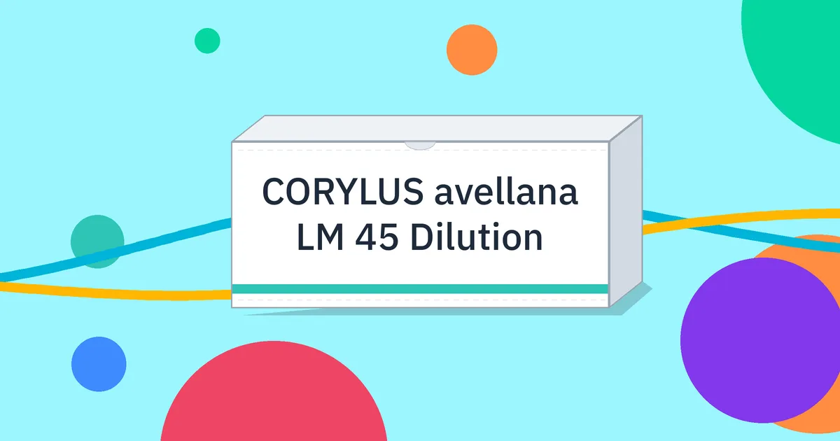 Symbolbild: Packung mit der Aufschrift CORYLUS avellana LM 45 Dilution (PZN 13454694) – Verfügbarkeit und Bezug in Apotheken in Frankfurt am Main