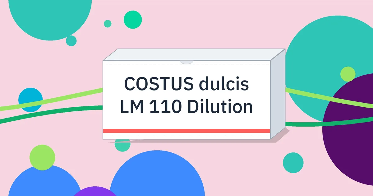 Symbolbild: Packung mit der Aufschrift COSTUS dulcis LM 110 Dilution (PZN 13455222) – Verfügbarkeit und Bezug in Apotheken in Frankfurt am Main