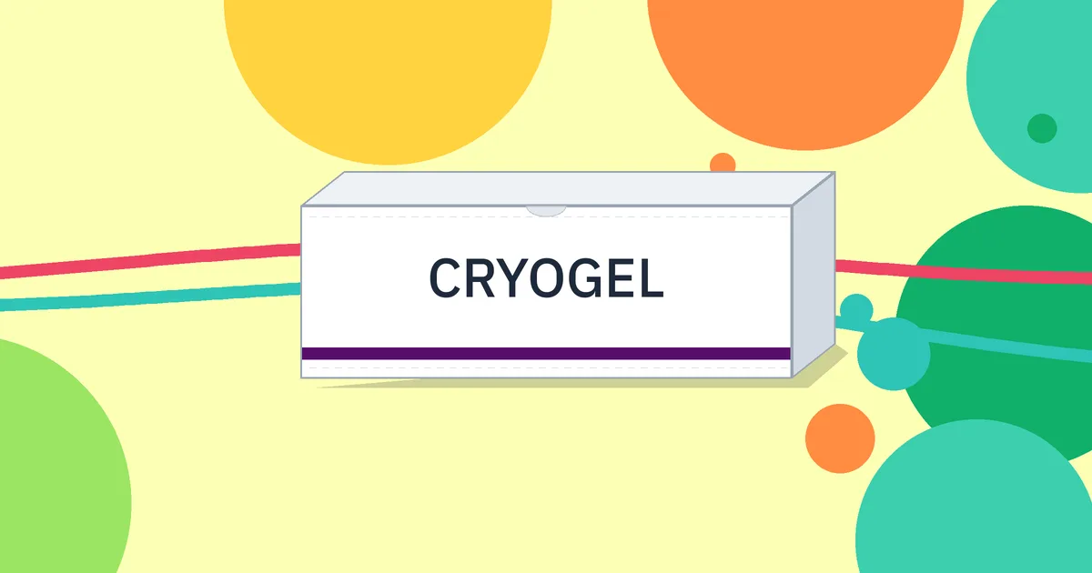 Symbolbild: Packung mit der Aufschrift CRYOGEL (PZN 19073272) – Verfügbarkeit und Bezug in Apotheken in Frankfurt am Main