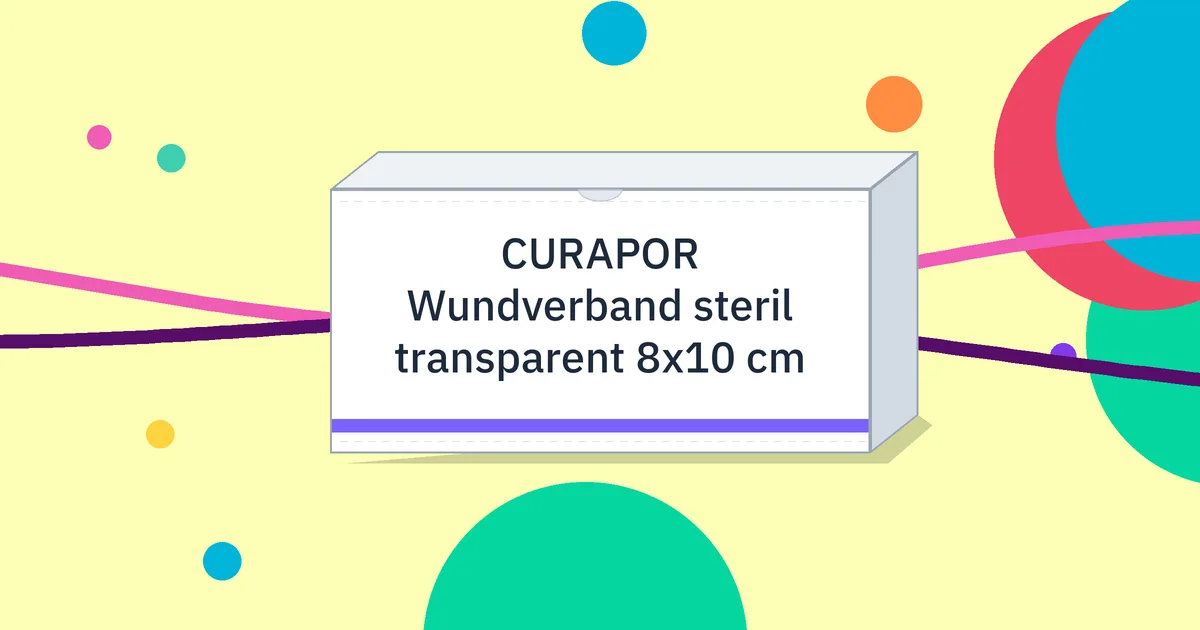 Symbolbild: Packung mit der Aufschrift CURAPOR Wundverband steril transparent 8x10 cm (PZN 17451250) – Verfügbarkeit und Bezug in Apotheken in Frankfurt am Main
