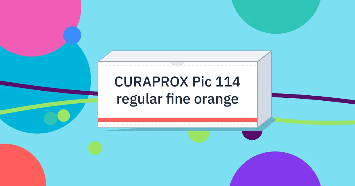 Symbolbild: Packung mit der Aufschrift CURAPROX Pic 114 regular fine orange (PZN 00258603) – Verfügbarkeit und Bezug in Apotheken in Frankfurt am Main