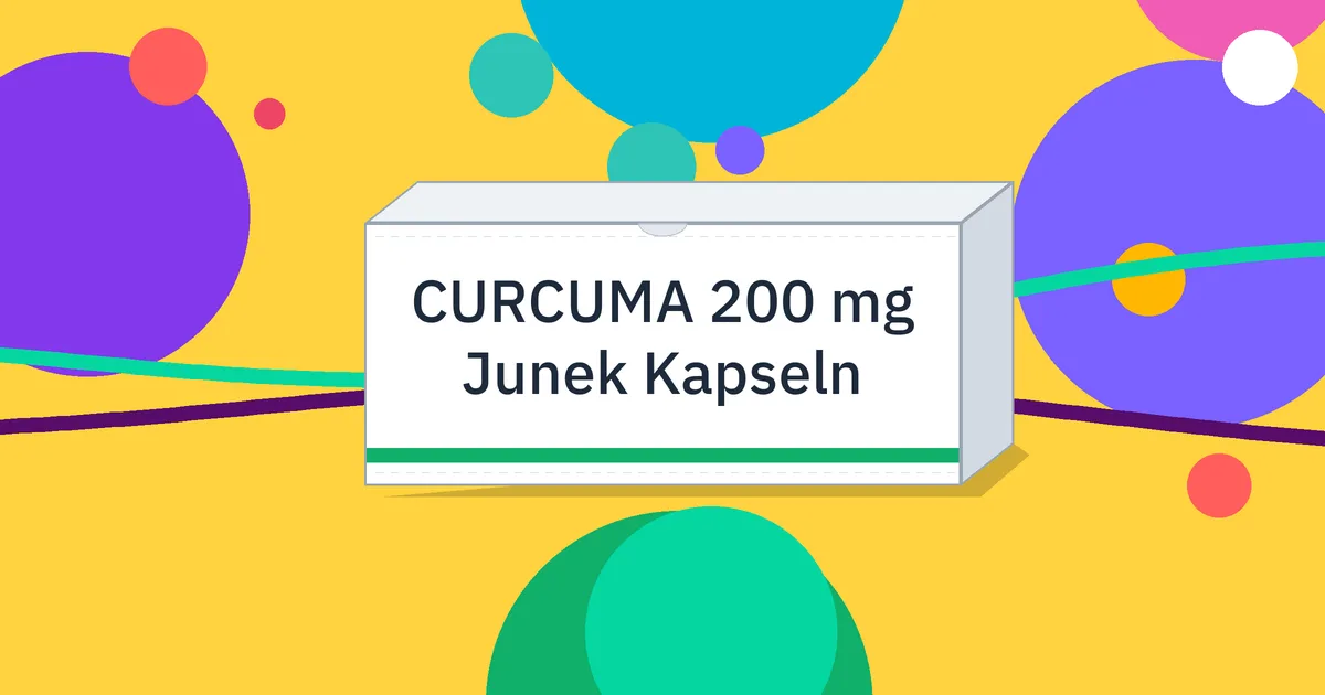 Symbolbild: Packung mit der Aufschrift CURCUMA 200 mg Junek Kapseln (PZN 10053345) – Verfügbarkeit und Bezug in Apotheken in Frankfurt am Main
