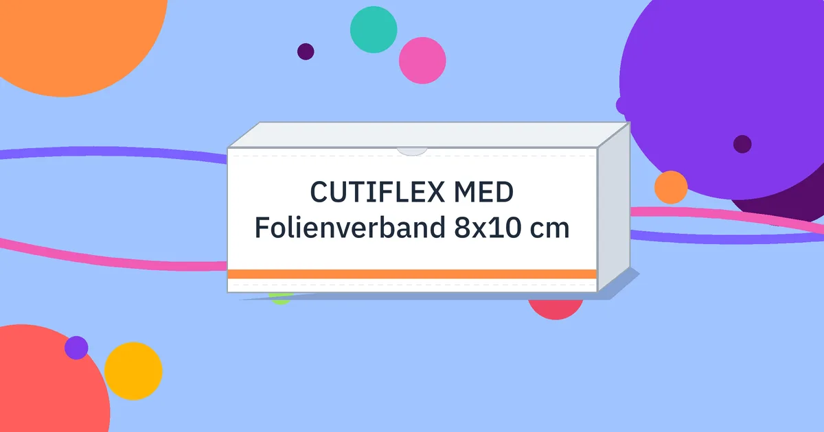 Symbolbild: Packung mit der Aufschrift CUTIFLEX MED Folienverband 8x10 cm (PZN 20111428) – Verfügbarkeit und Bezug in Apotheken in Frankfurt am Main