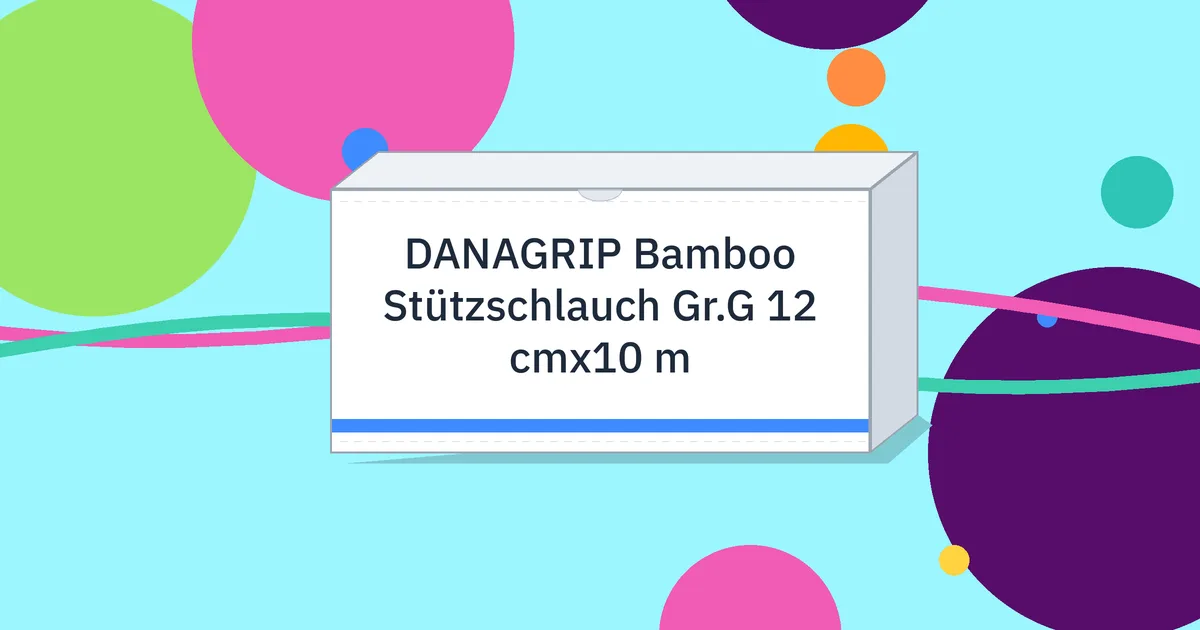 Symbolbild: Packung mit der Aufschrift DANAGRIP Bamboo Stützschlauch Gr.G 12 cmx10 m (PZN 20810830) – Verfügbarkeit und Bezug in Apotheken in Frankfurt am Main