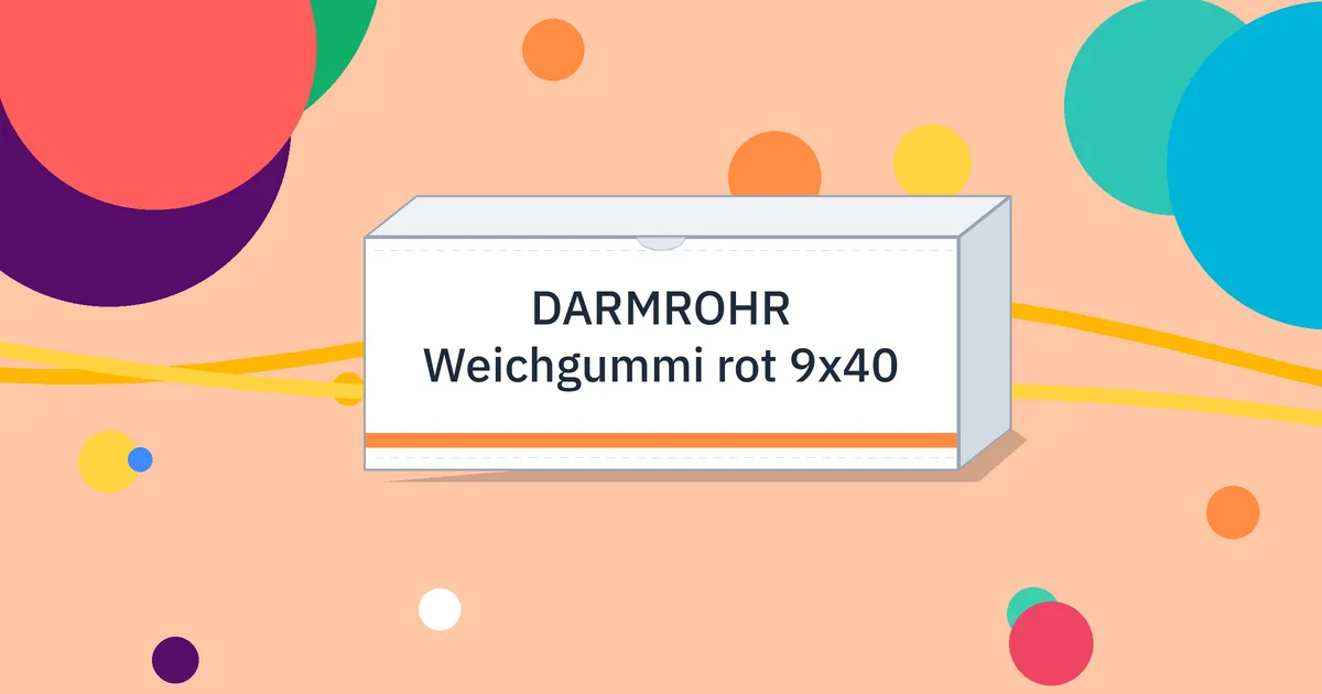 Symbolbild: Packung mit der Aufschrift DARMROHR Weichgummi rot 9x40 (PZN 01726118) – Verfügbarkeit und Bezug in Apotheken in Frankfurt am Main