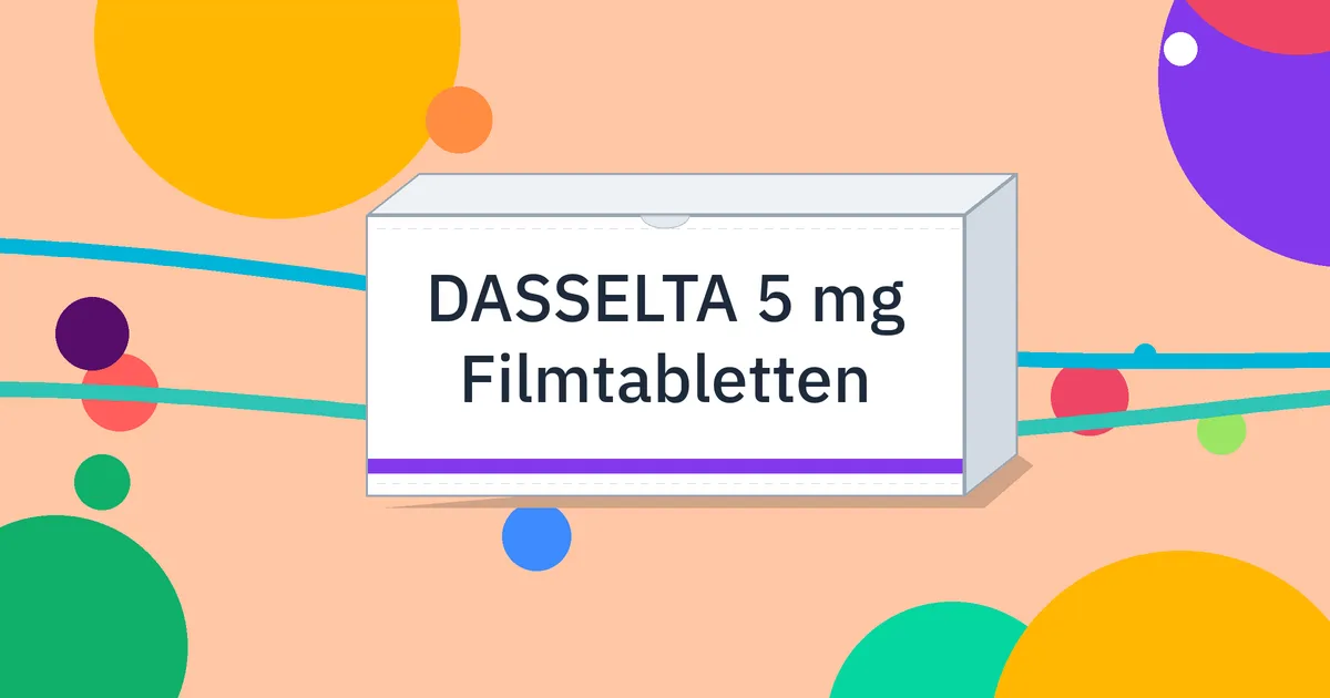 Symbolbild: Packung mit der Aufschrift DASSELTA 5 mg Filmtabletten (PZN 19985843) – Verfügbarkeit und Bezug in Apotheken in Frankfurt am Main