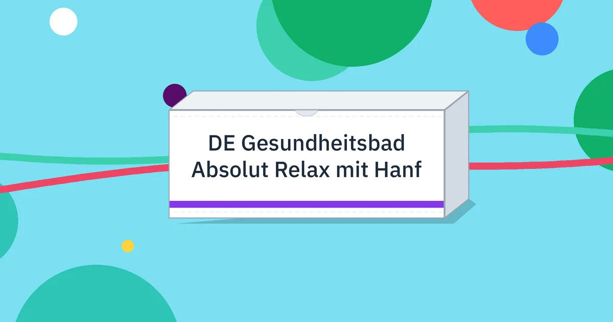 Symbolbild: Packung mit der Aufschrift DE Gesundheitsbad Absolut Relax mit Hanf (PZN 16032396) – Verfügbarkeit und Bezug in Apotheken in Frankfurt am Main
